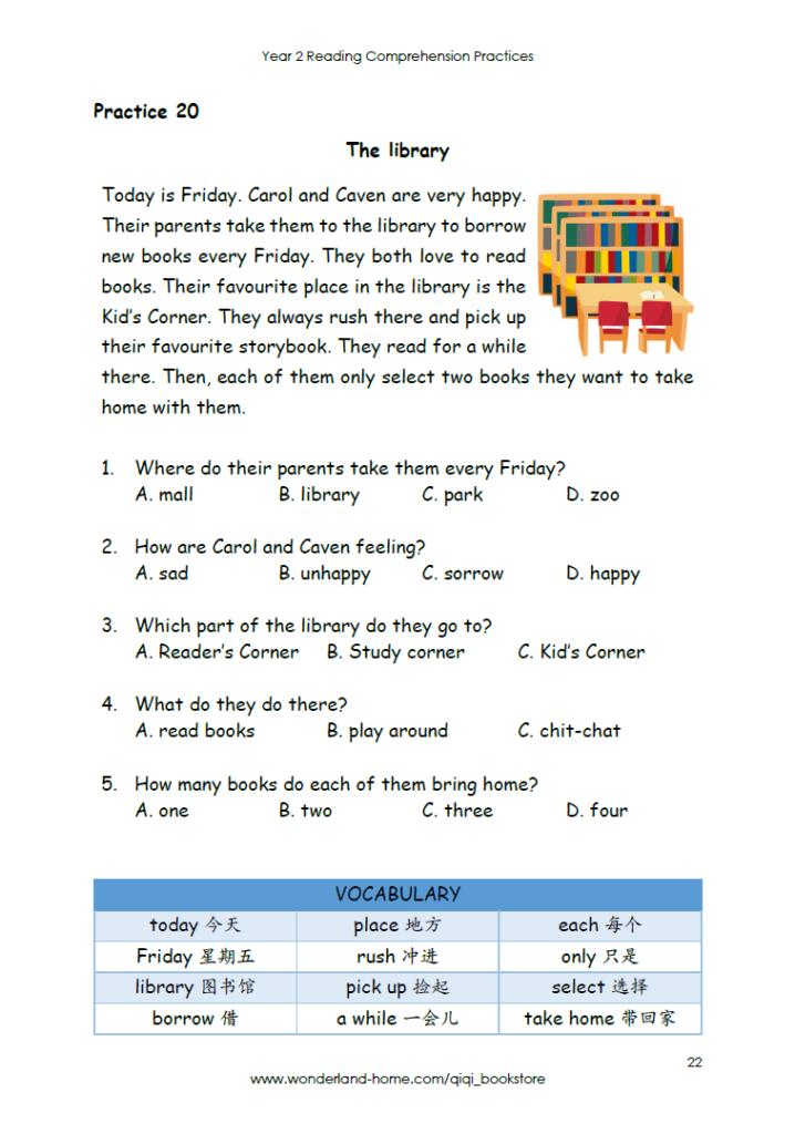 Reading Comprehension Practices Year 2 - Wonderland Home