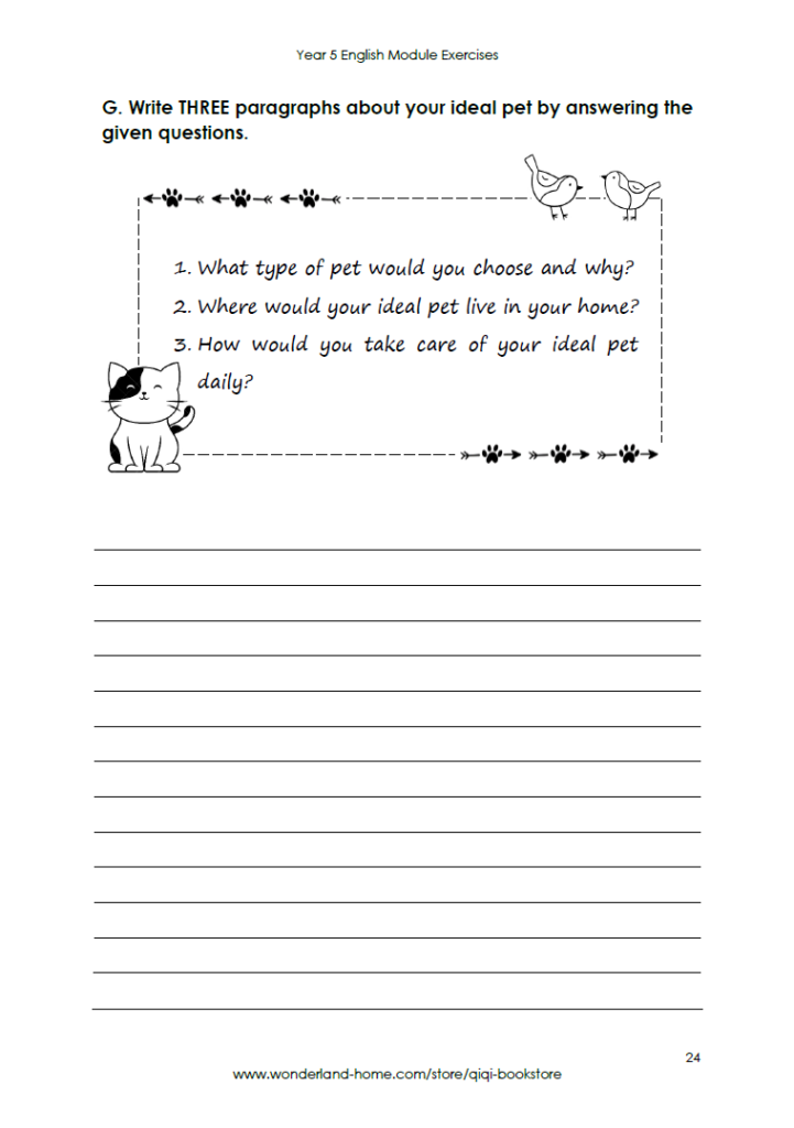Year 5 English Module Exercises - Wonderland Home